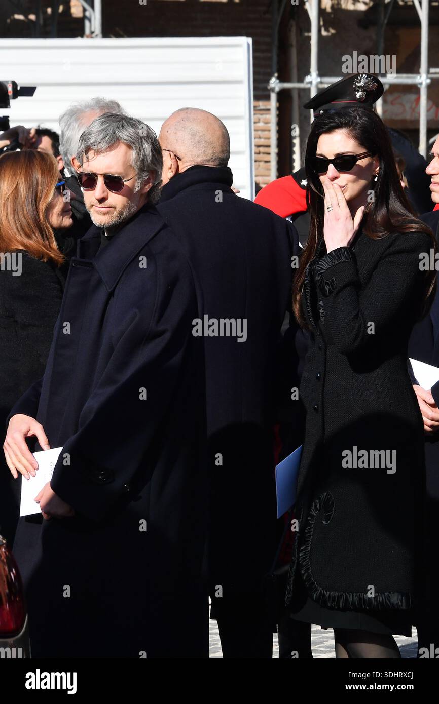 Rome, Death of Valentino Garavani - Funeral - Pictured: Anne Hathaway ...