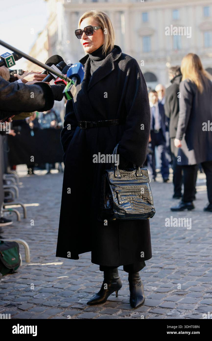 Simona Ventura attends the fashion designer Valentino’s funeral, held ...