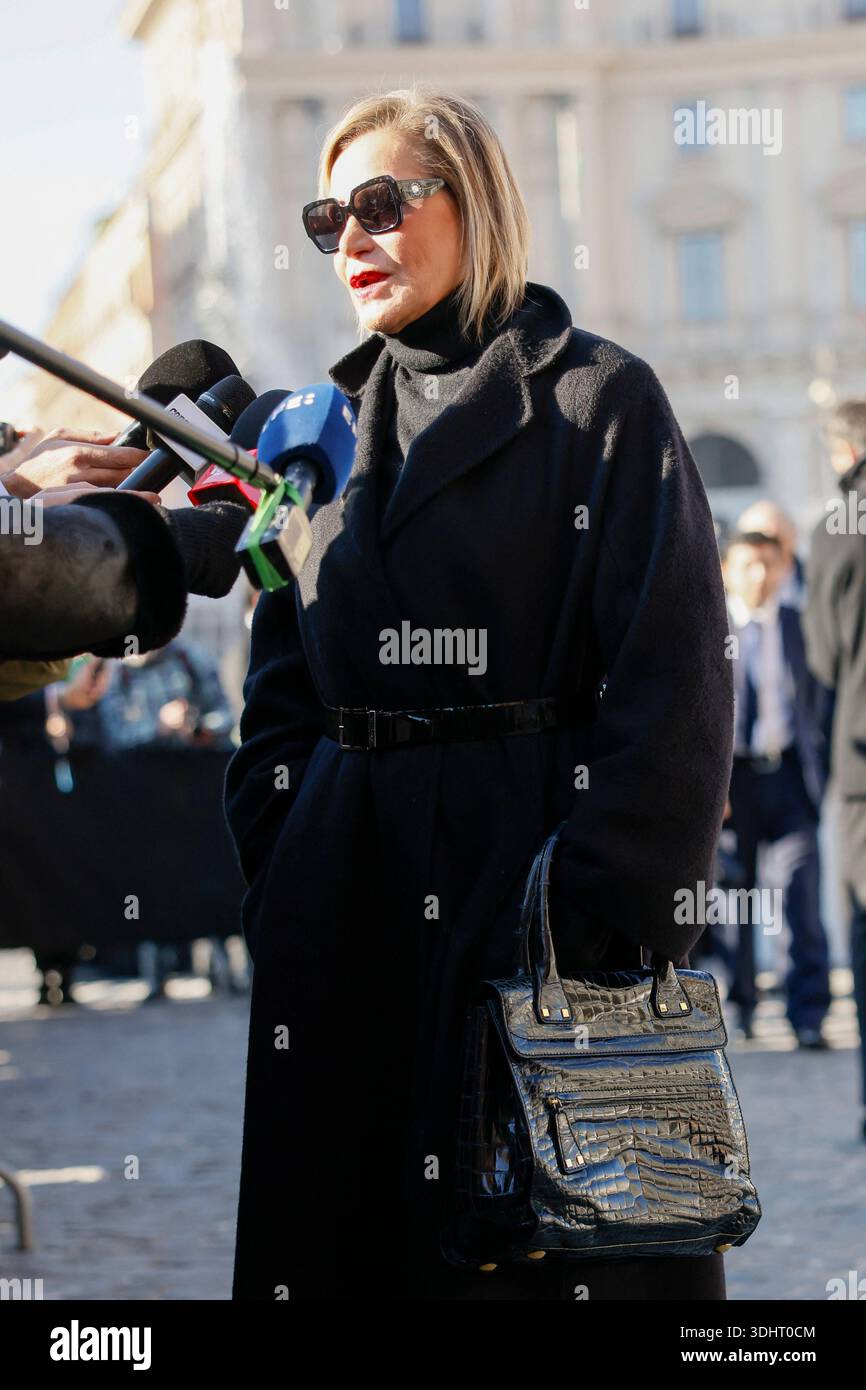 Simona Ventura attends the fashion designer Valentino’s funeral, held ...