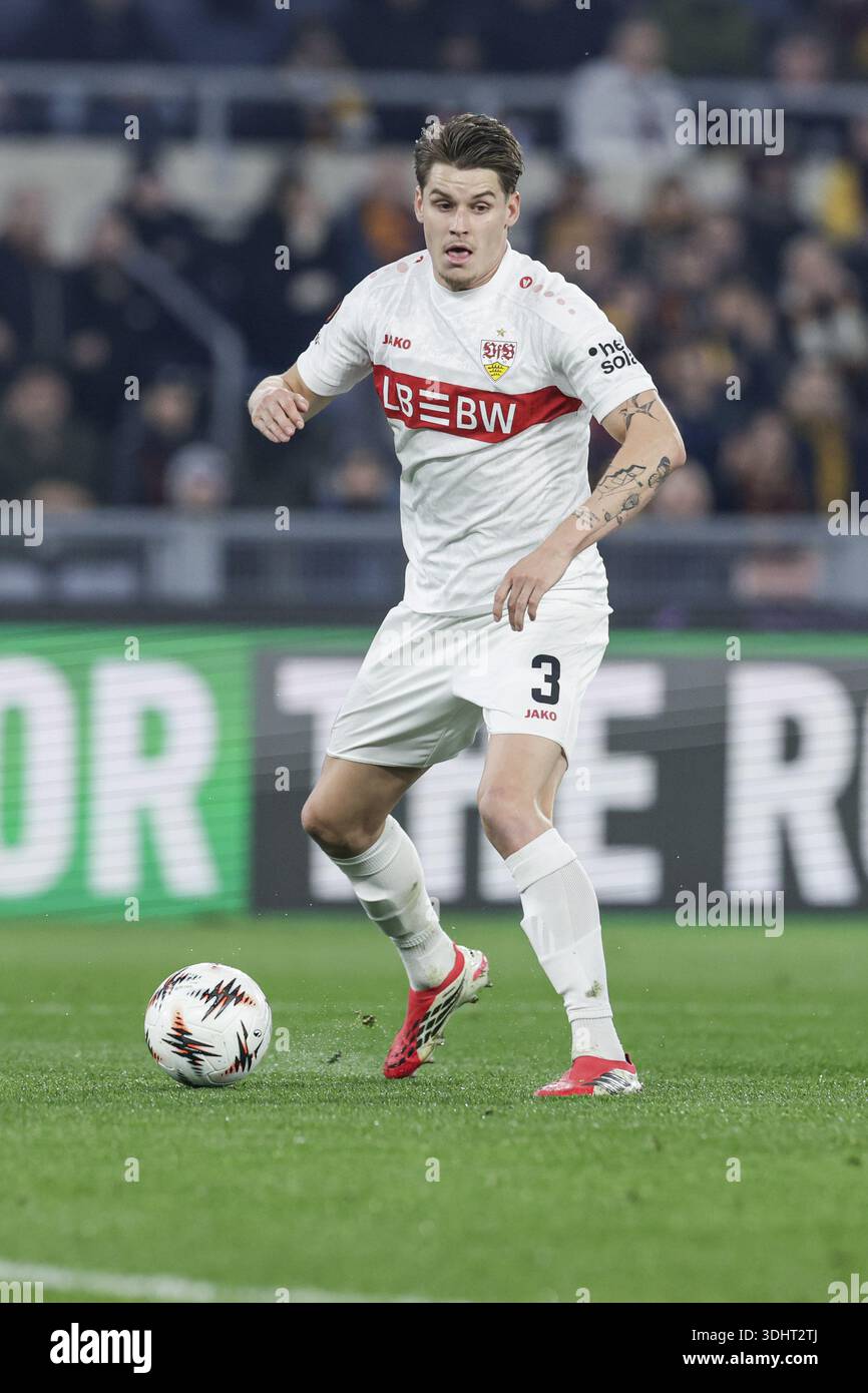 Stuttgart's Dutch defender Ramon Hendriks controls the ball during UEFA ...
