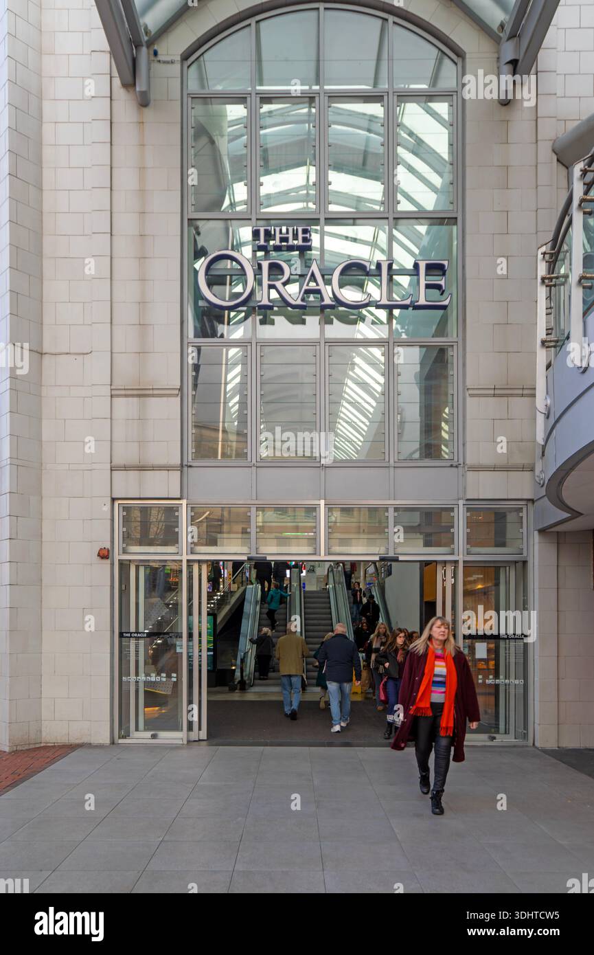 Shoppers at The Oracle shopping centre, town centre of Reading ...
