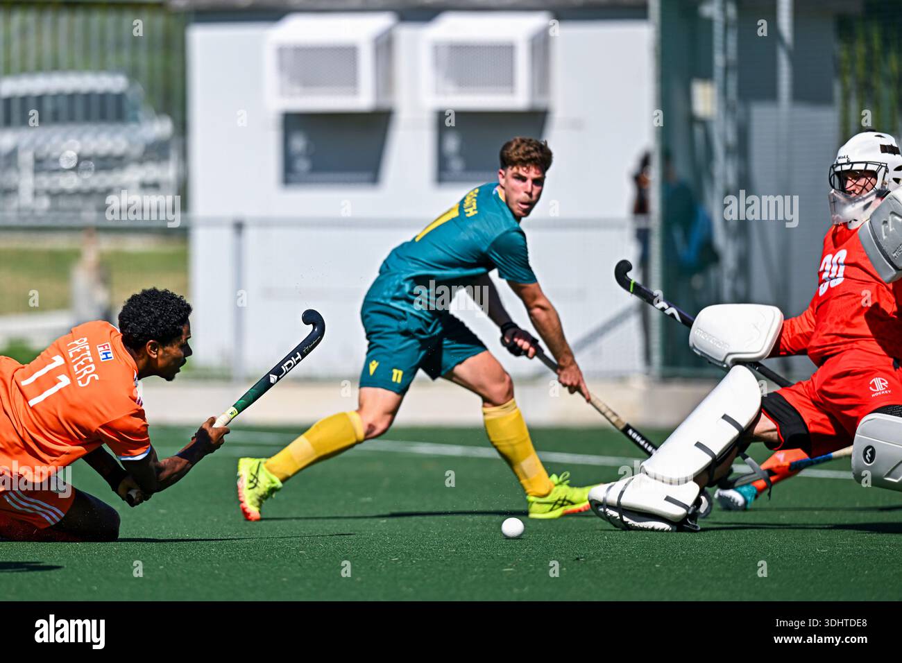 Terrance Pieters of Netherlands shoots on goal and goalkeeper Cullin de ...