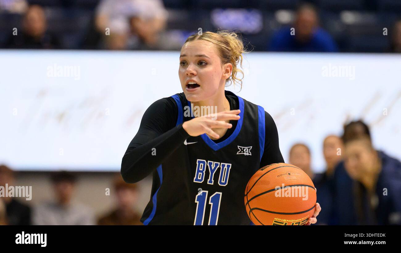 BYU guard Delaney Gibb looks to pass during an NCAA college basketball ...
