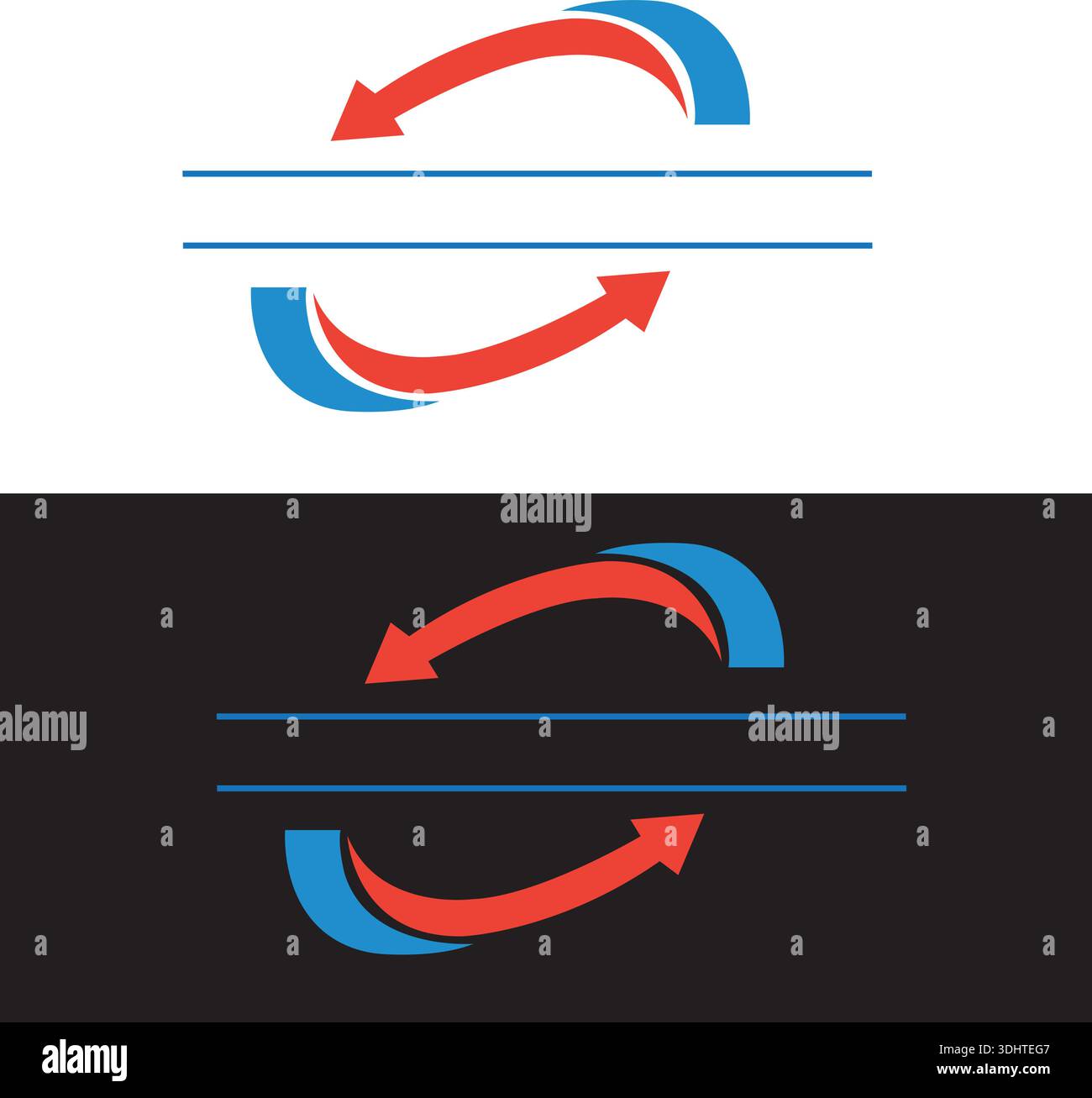 Hot, cold, red, blue curved arrows. Two-way temperature direction ...