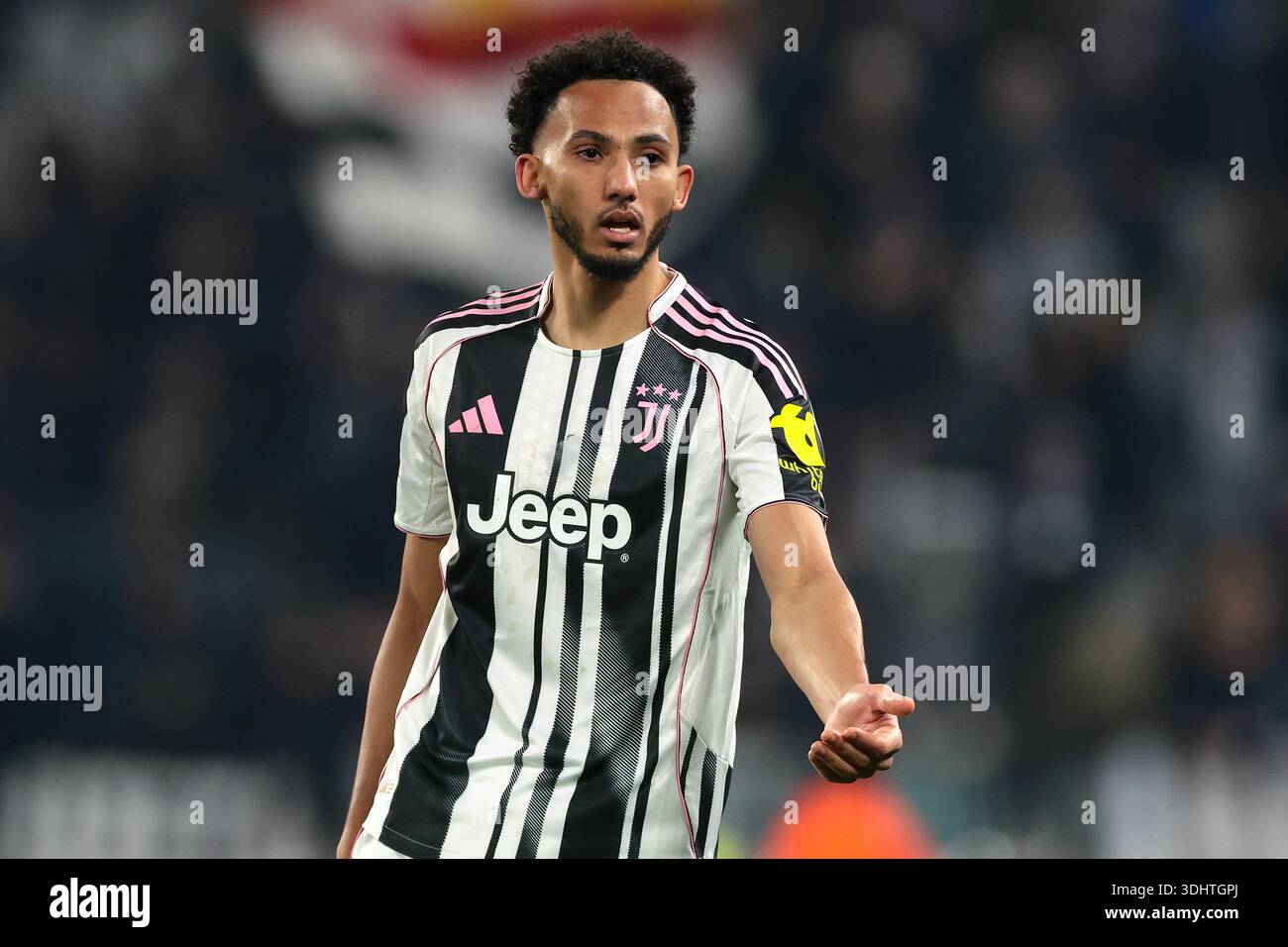 Turin, Italy, 21st January 2026. Lloyd Kelly of Juventus reacts during ...