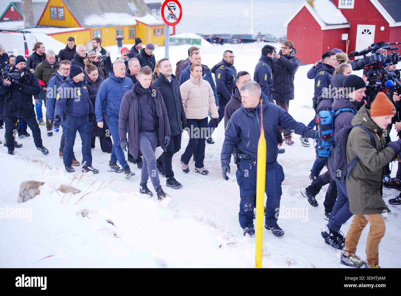 Danish Prime Minister Mette Frederiksen, accompanied by Greenland's ...