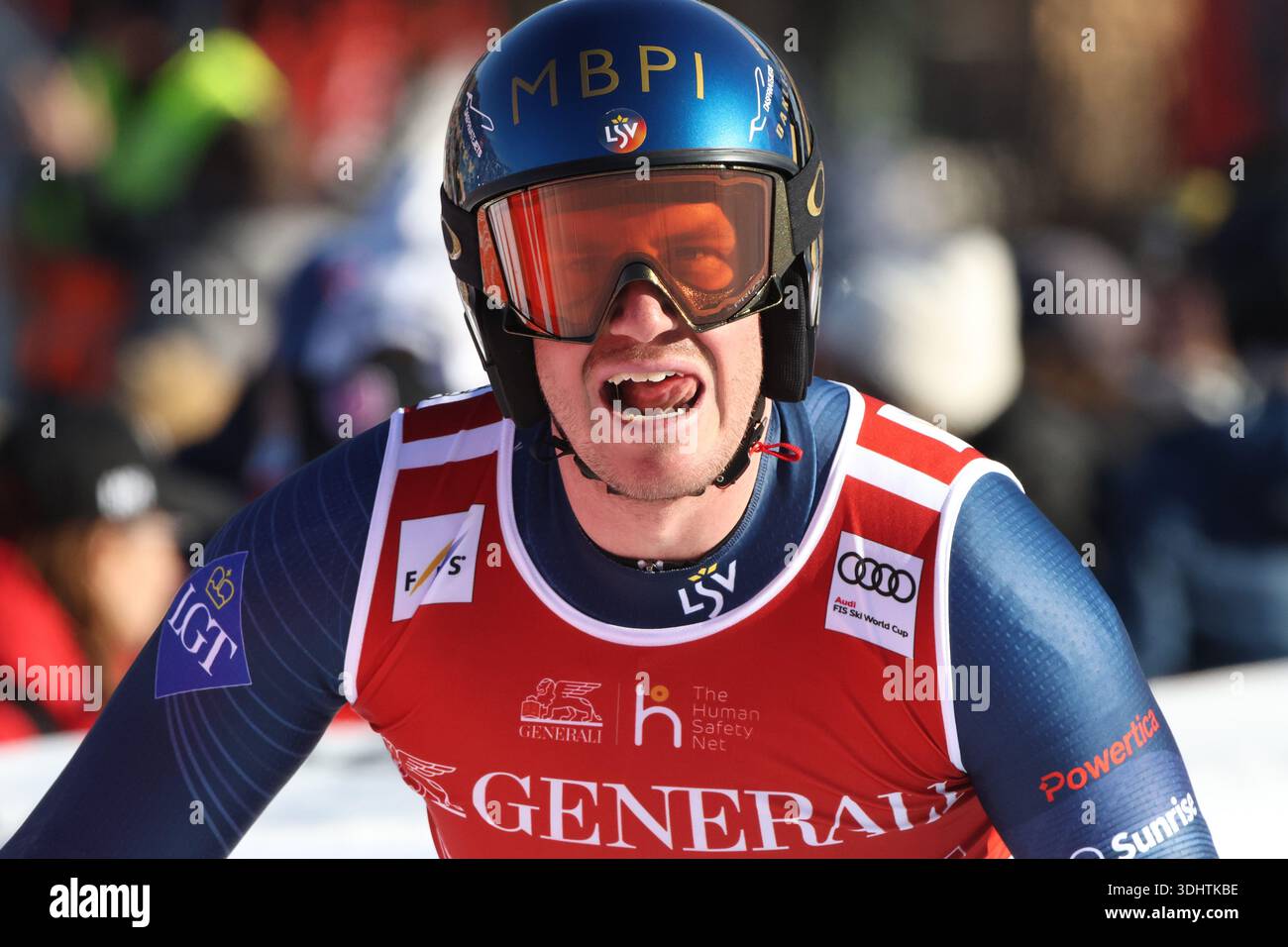 KITZBUEHEL, AUSTRIA - JANUARY 23: Marco Pfiffner of Liechtenstein ...