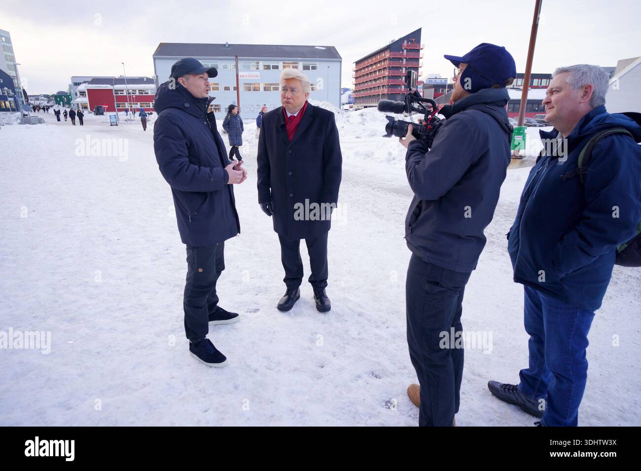 A Donald Trump skit being filmed by a Canadian TV company in Nuuk ...
