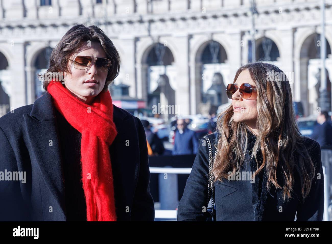 Elizabeth Hurley arrives at Valentino Garavani's funeral on January ...