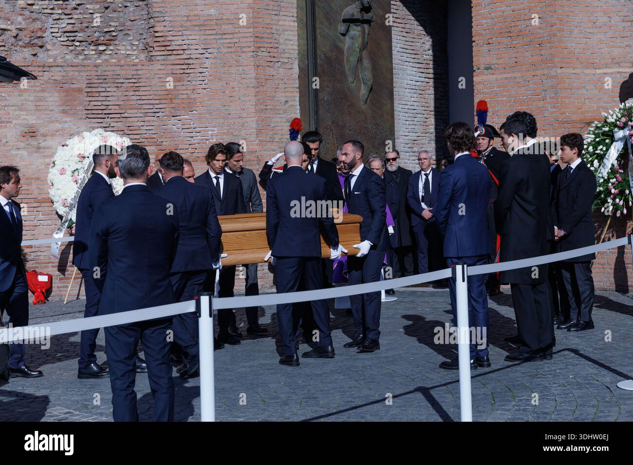 Exit of the coffin of Valentino Garavani on January 23rd., 2026 at ...