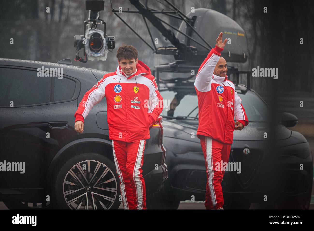 #44 Lewis Hamilton, and #16 Charles Leclerc, Scuderia Ferrari, drives ...