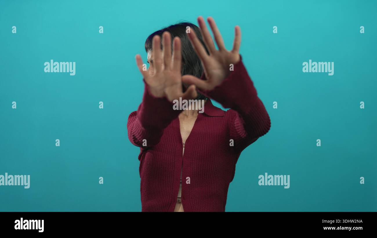 Woman palms forward blocking hi-res stock photography and images - Alamy