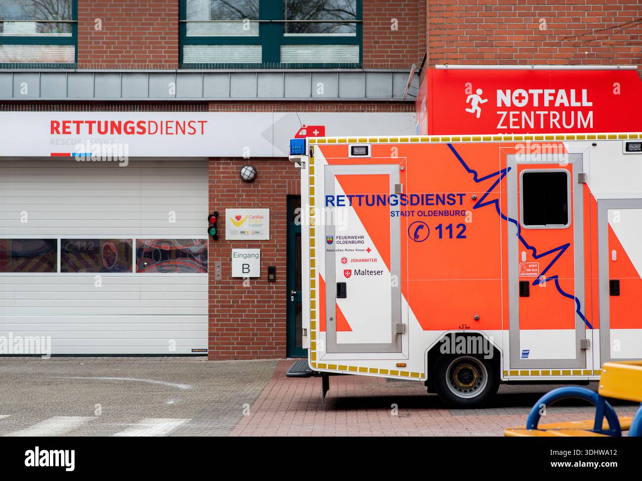 23 January 2026, Lower Saxony, Oldenburg: An ambulance from the ...