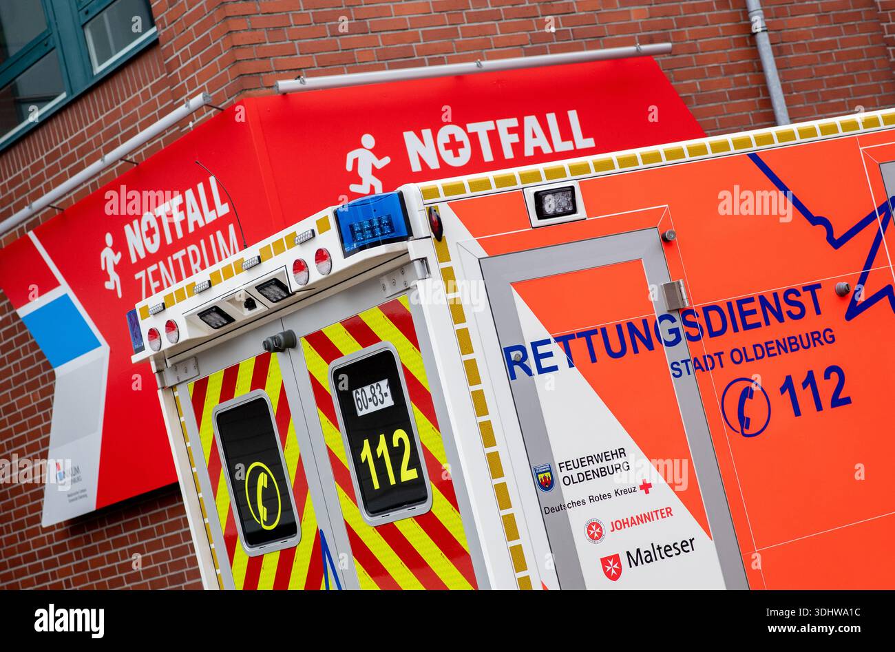 23 January 2026, Lower Saxony, Oldenburg: An ambulance from the ...