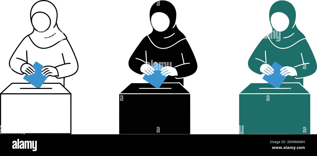 Muslim Woman Giving Charity Icons Set with Donation Box Islamic Zakat ...