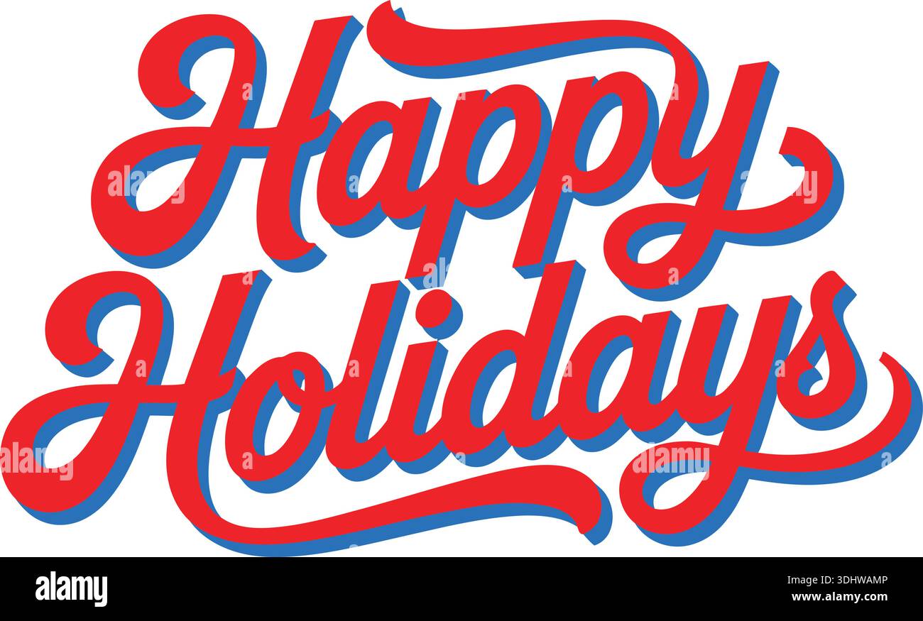 Happy Holidays Colorful Typography Greeting with Bold Script Lettering ...