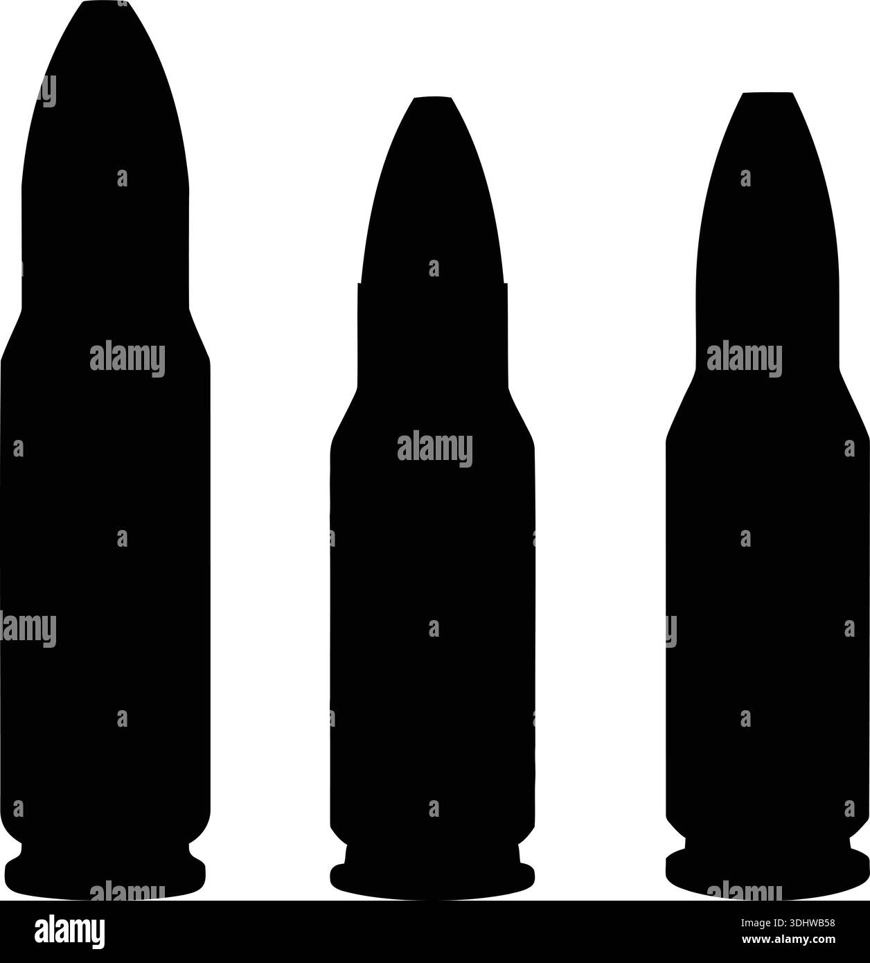 Bullet Ammunition Silhouettes Set Firearms and Military Weapon Concept ...