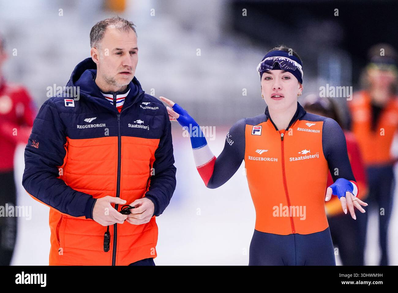 INZELL, GERMANY - JANUARY 23: Dennis van der Gun, Marrit Fledderus of ...