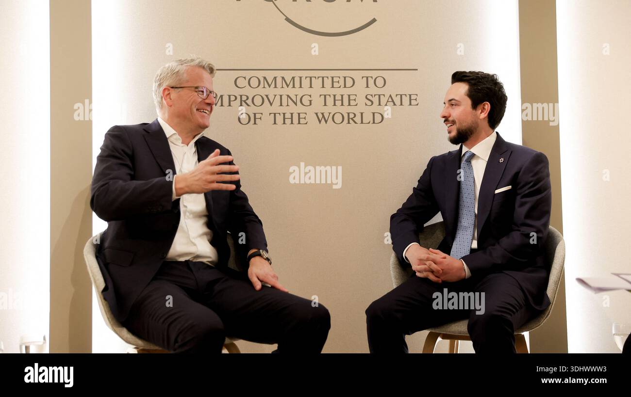 Crown Prince Al Hussein of Jordan (right) meets with Vincent Clerc, CEO ...