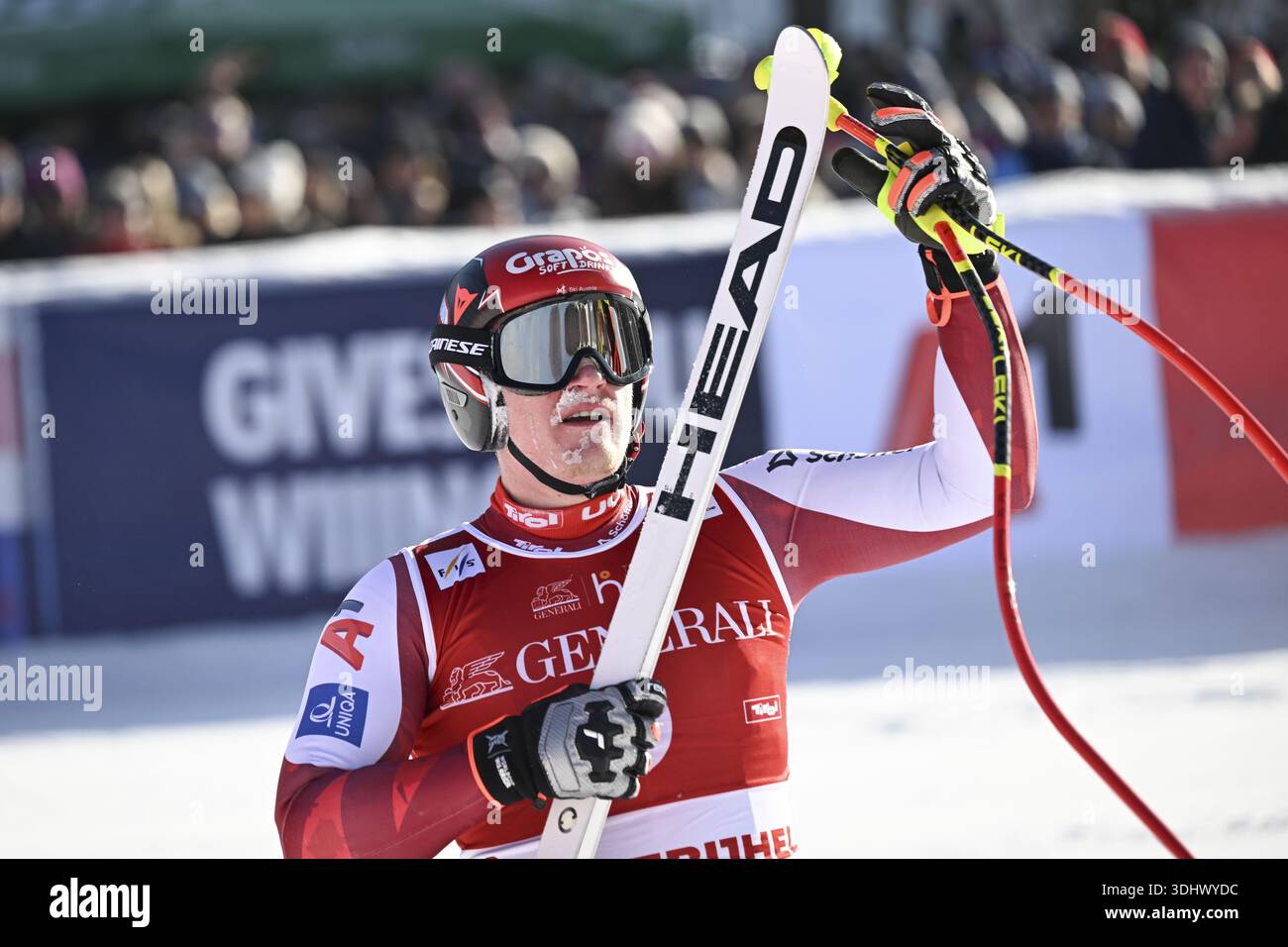 KITZBUEHEL, AUSTRIA - JANUARY 23: Stefan Babinsky of Austria looks on ...