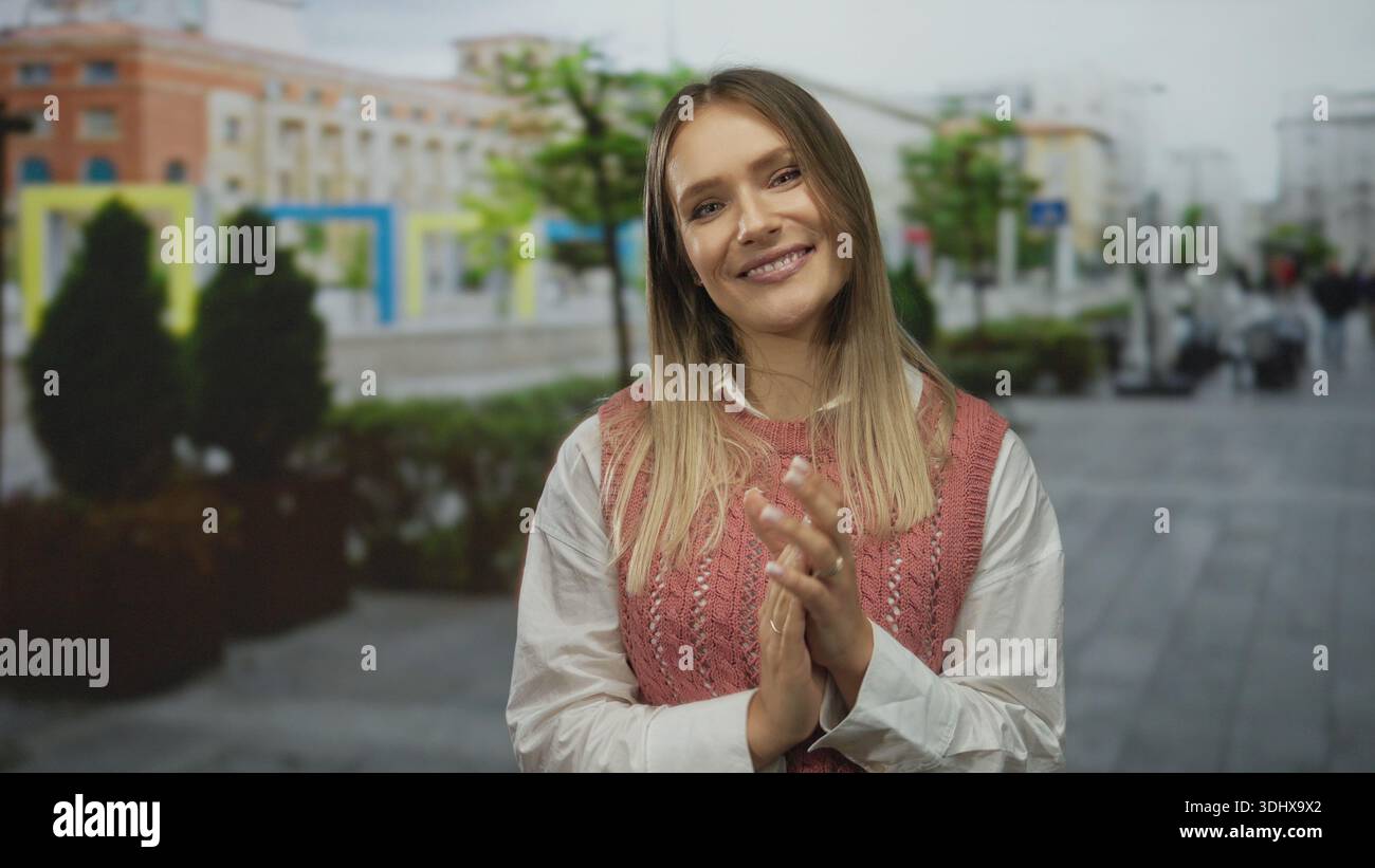 Woman clapping happily in sunny hi-res stock photography and images - Alamy