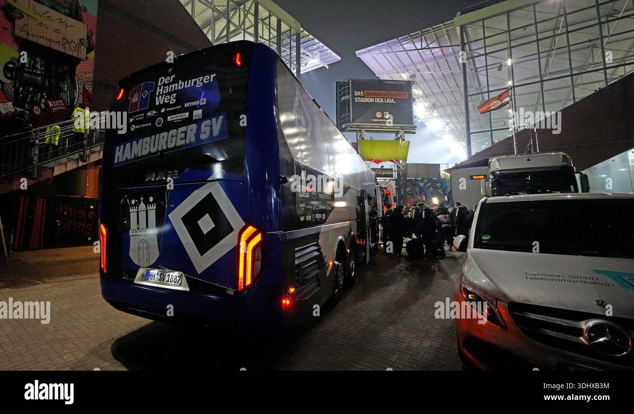 Arrival of HSV Hamburg team bus at Millerntor Stadium Hamburg, January ...