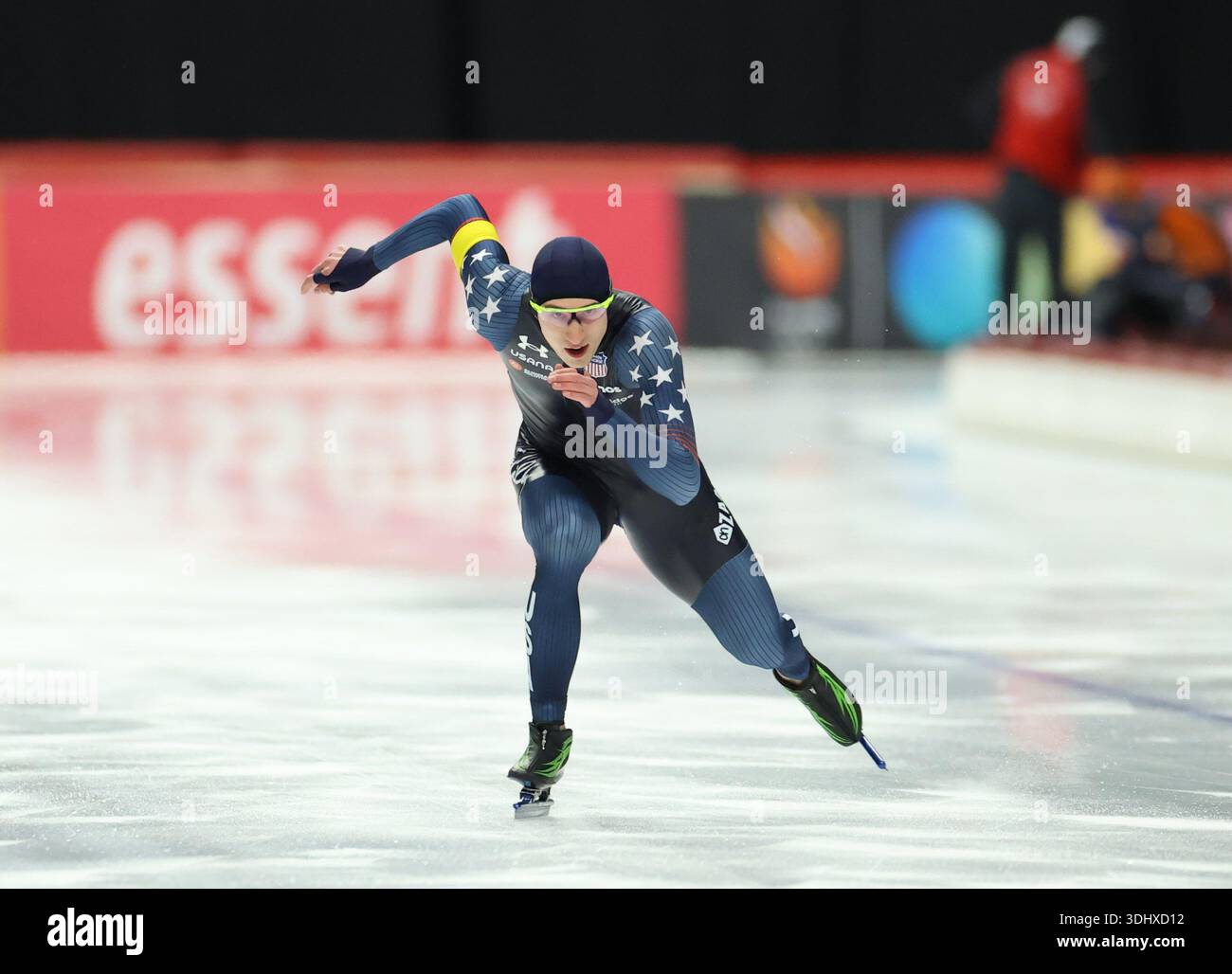 Jordan Stolz of United States of Amewrica competes during the 1st 500m ...