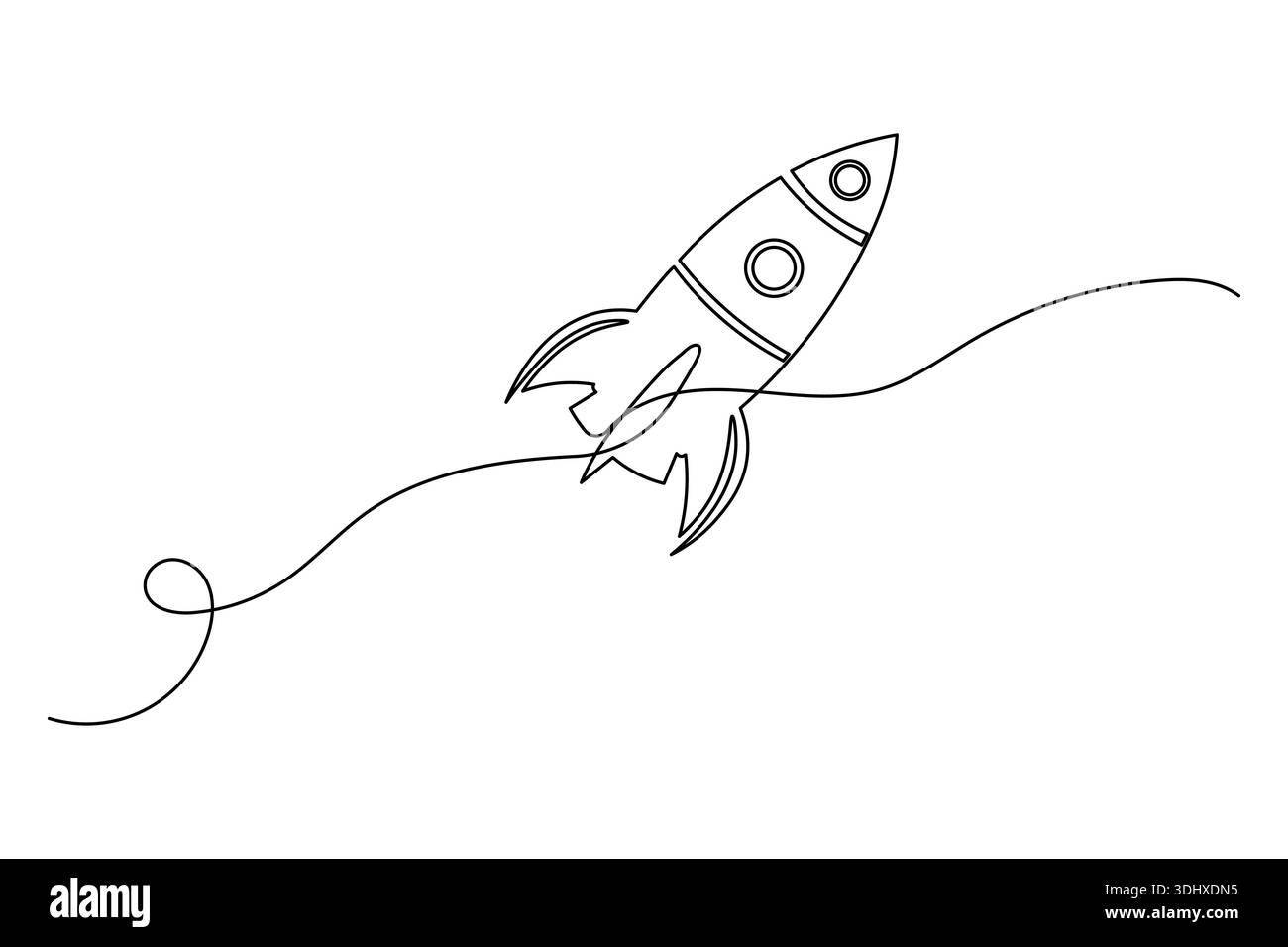 Rocket continuous one line drawing vector for technology development ...