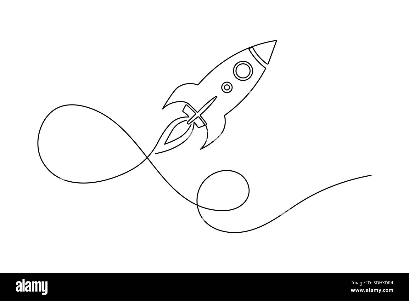Rocket continuous one line drawing vector for space ambition and ...