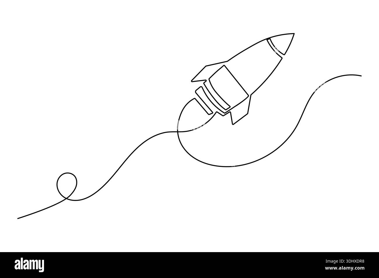 Rocket continuous one line drawing vector for creative space concept ...
