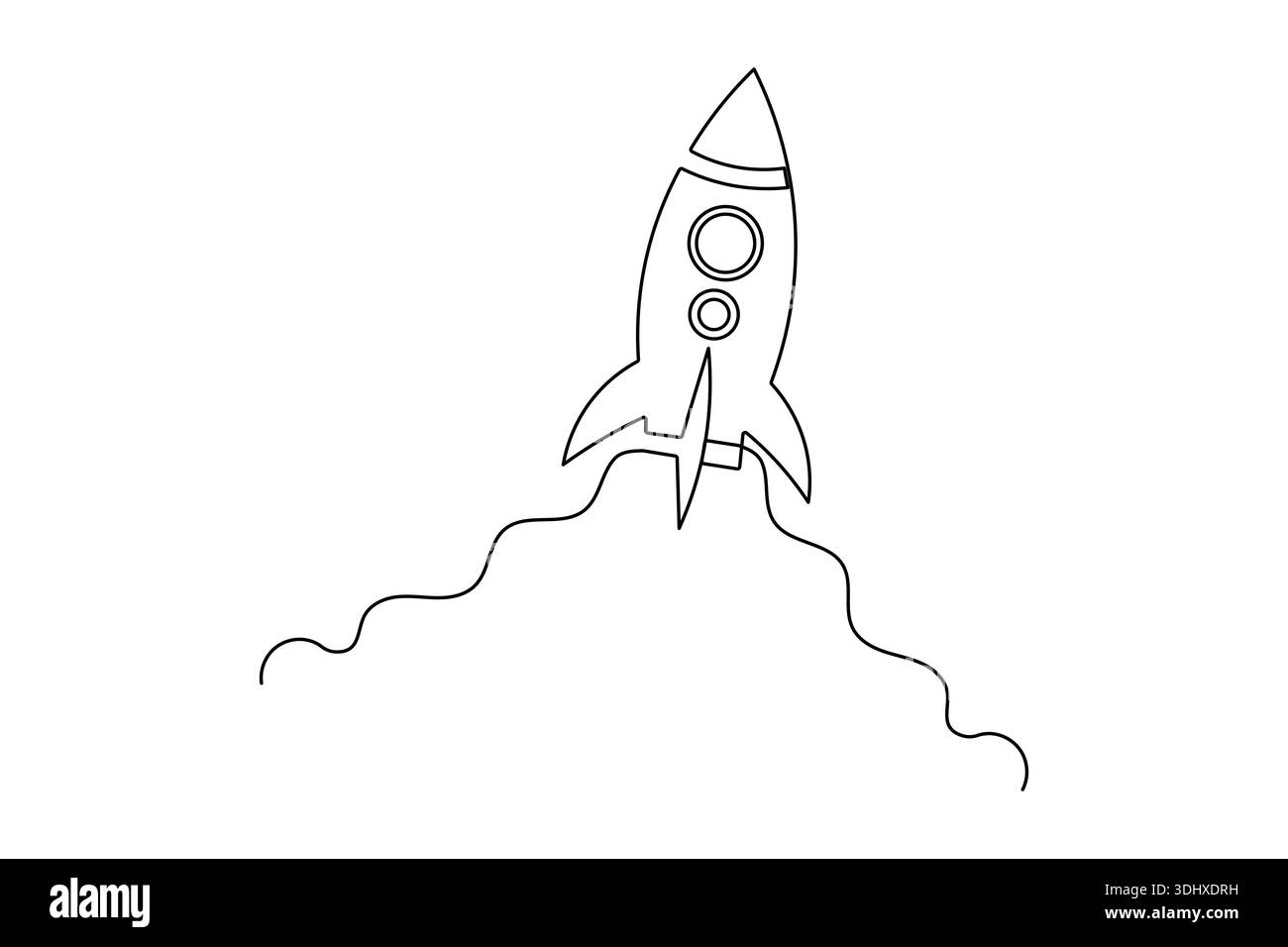 Rocket continuous one line drawing vector for universe exploration and ...