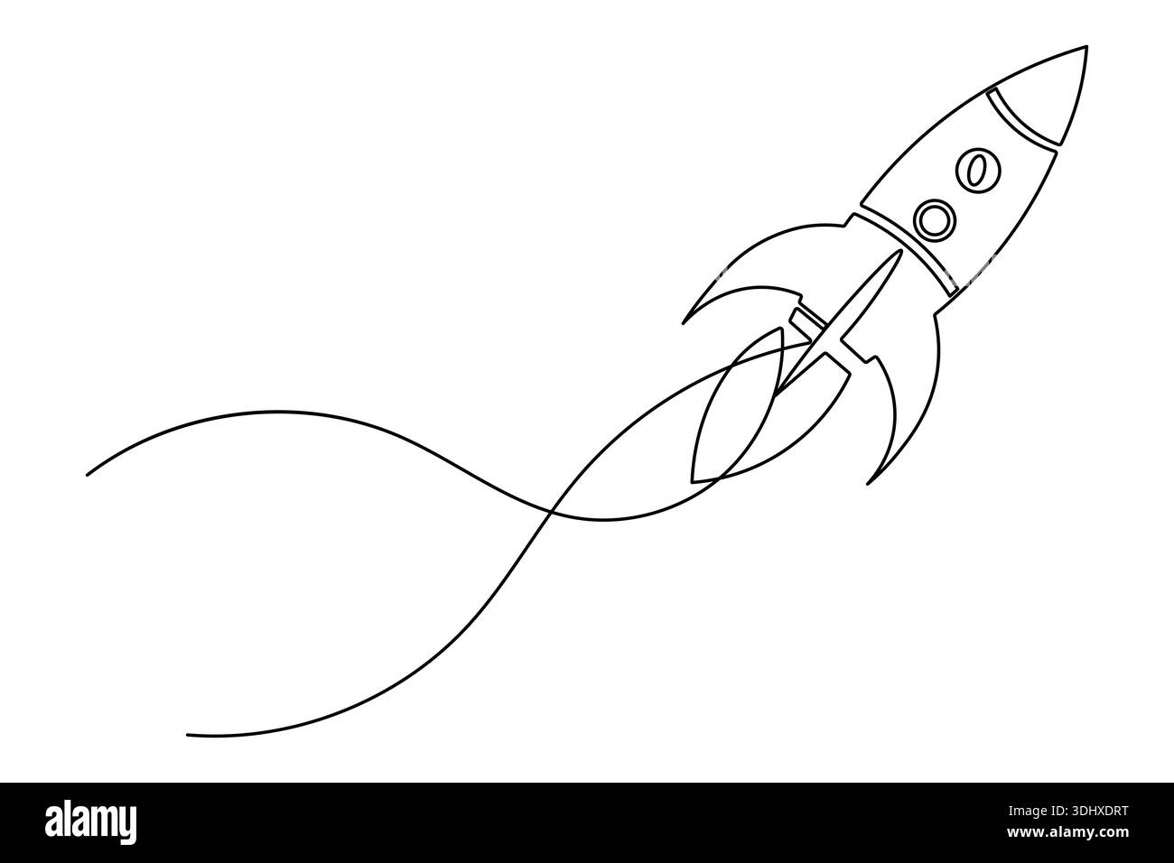 Rocket continuous one line drawing vector for modern science and ...