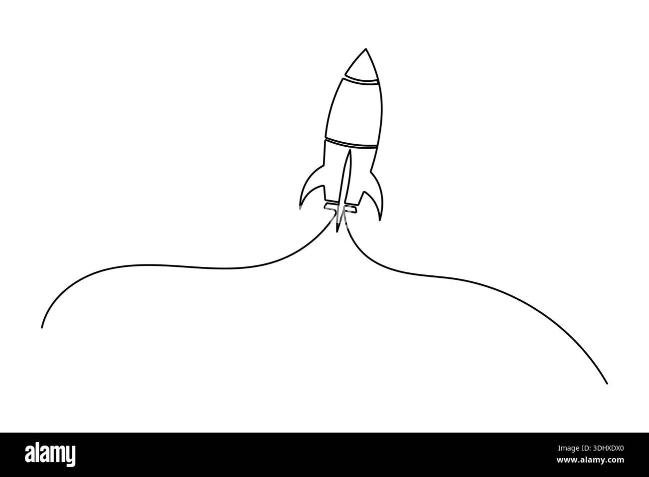 Rocket continuous one line drawing vector for startup growth ...