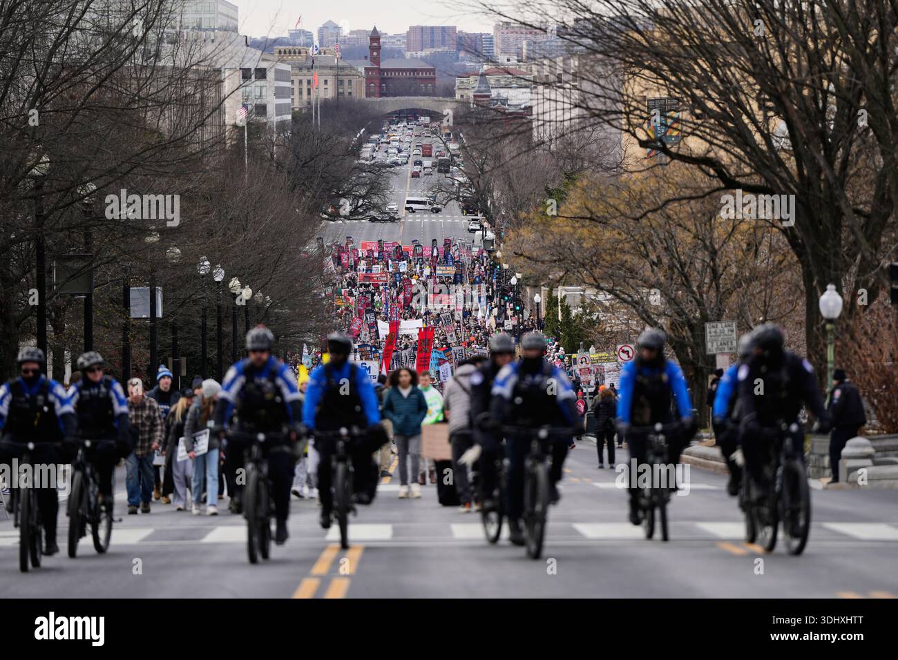 Anti-abortion demonstrators walk to the Supreme Court during the annual ...