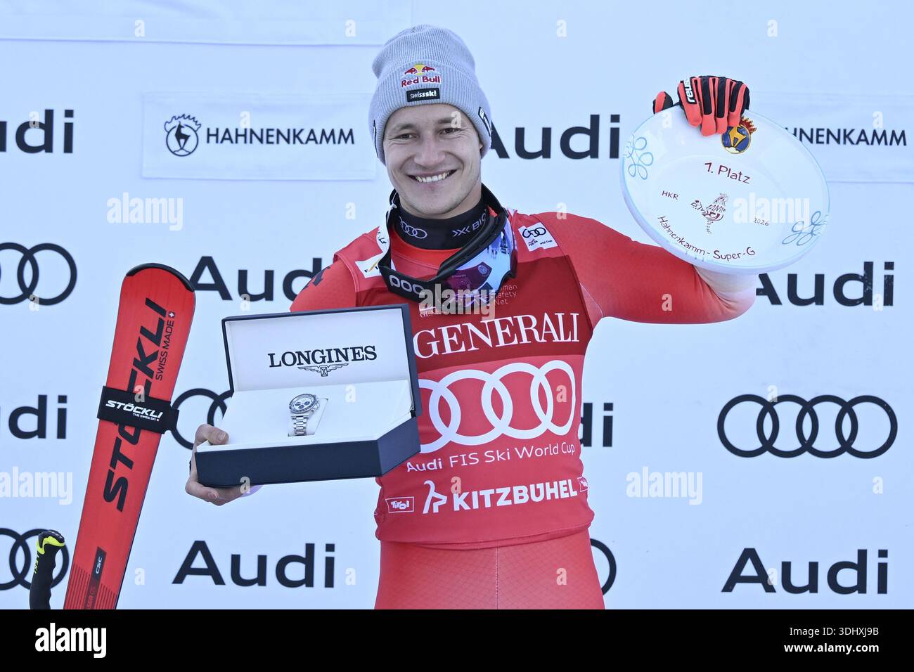 KITZBUEHEL, AUSTRIA - JANUARY 23: first place Marco Odermatt of ...