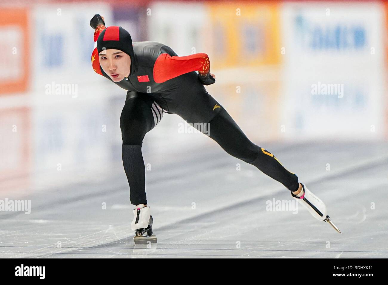 INZELL, GERMANY - JANUARY 23: Mei Han of China during the ISU World Cup ...