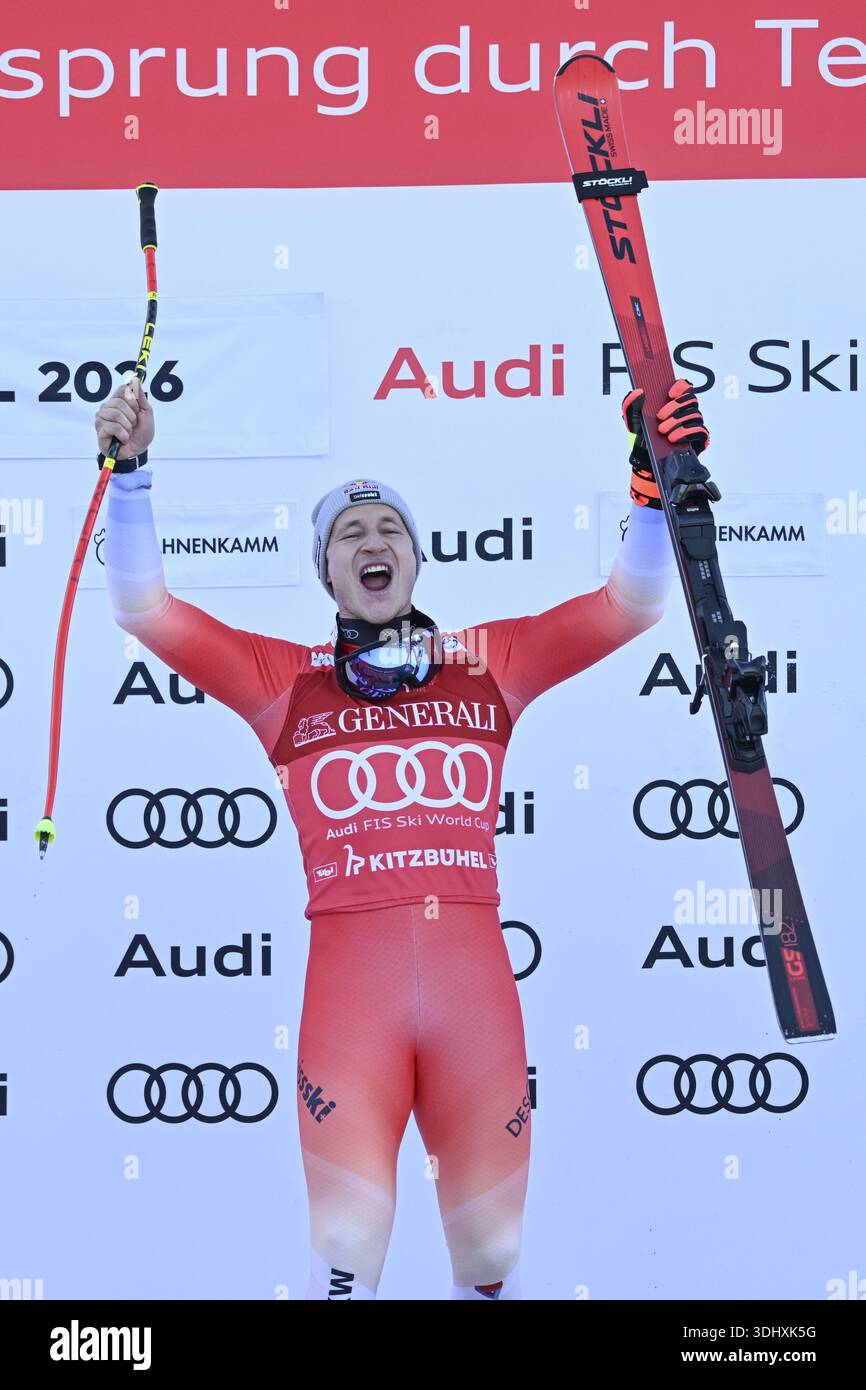 KITZBUEHEL, AUSTRIA - JANUARY 23: first place Marco Odermatt of ...