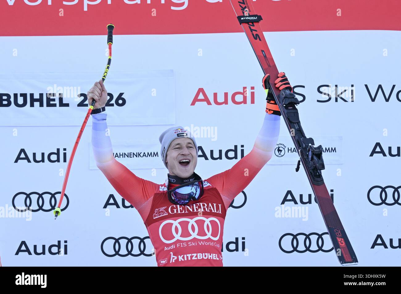 KITZBUEHEL, AUSTRIA - JANUARY 23: first place Marco Odermatt of ...