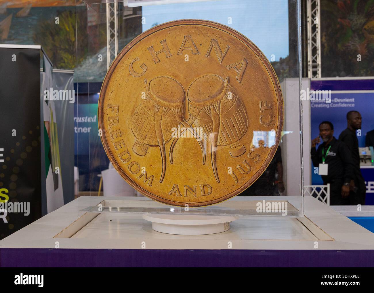 A giant replica for Ghana's currency, called Cedis, is seen in Accra ...