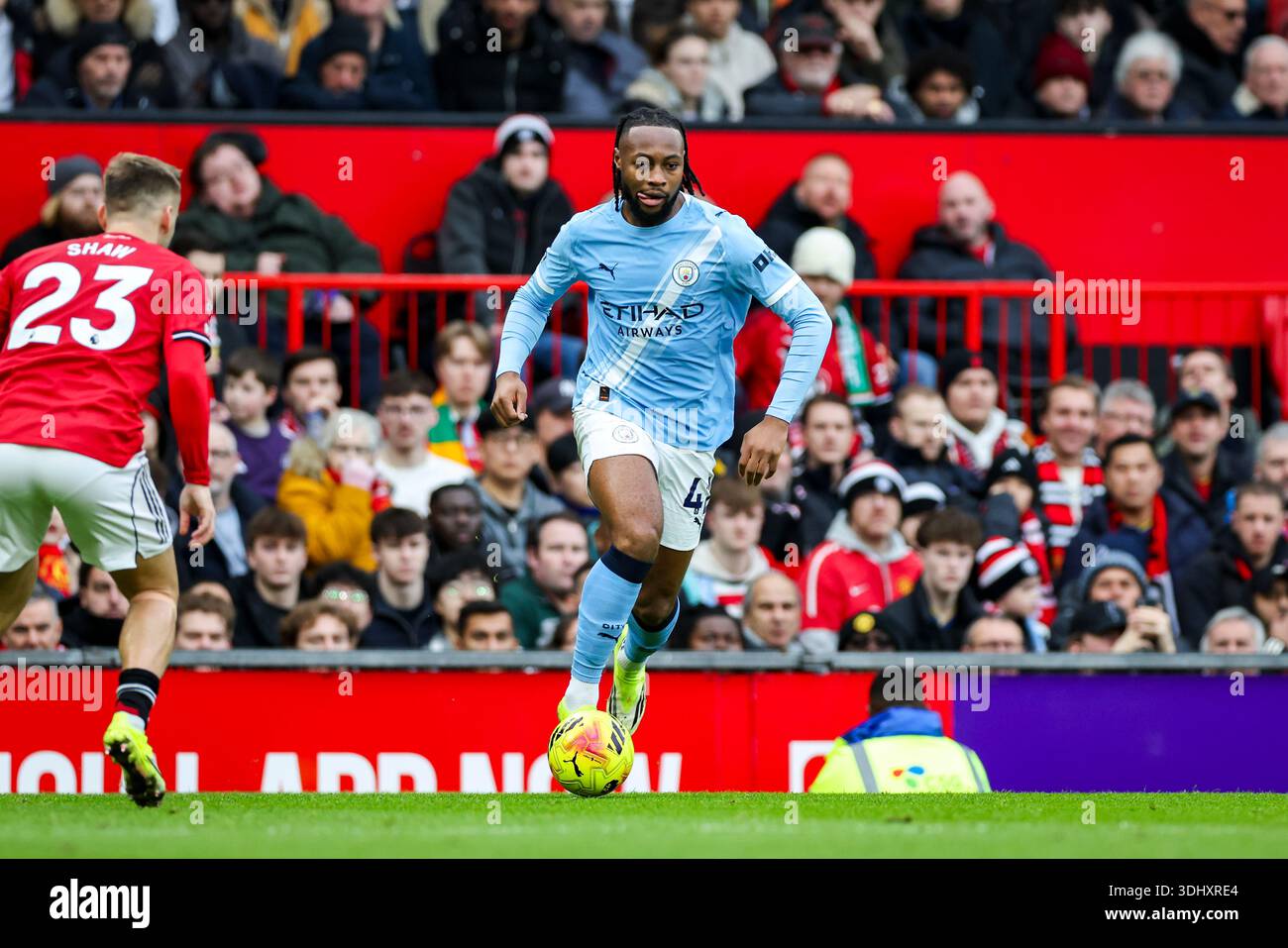 Manchester City forward Antoine Semenyo in action during the Manchester ...