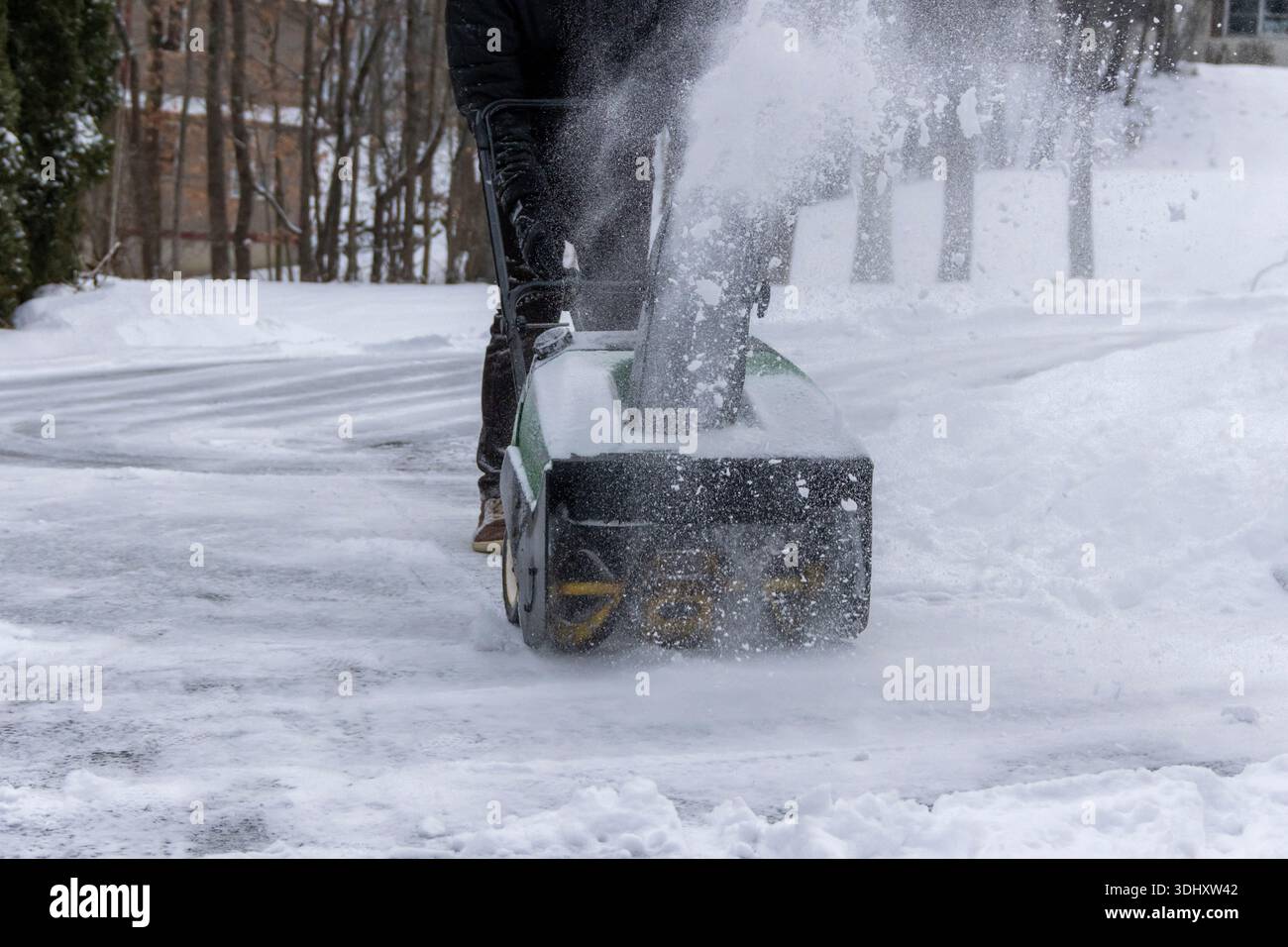 January 3, 2026 - Sussex County, NJ/USA: Snow blower in action clearing ...