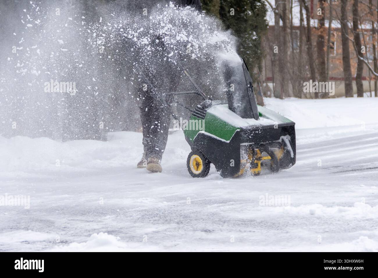 January 3, 2026 - Sussex County, NJ/USA: Snow blower in action clearing ...