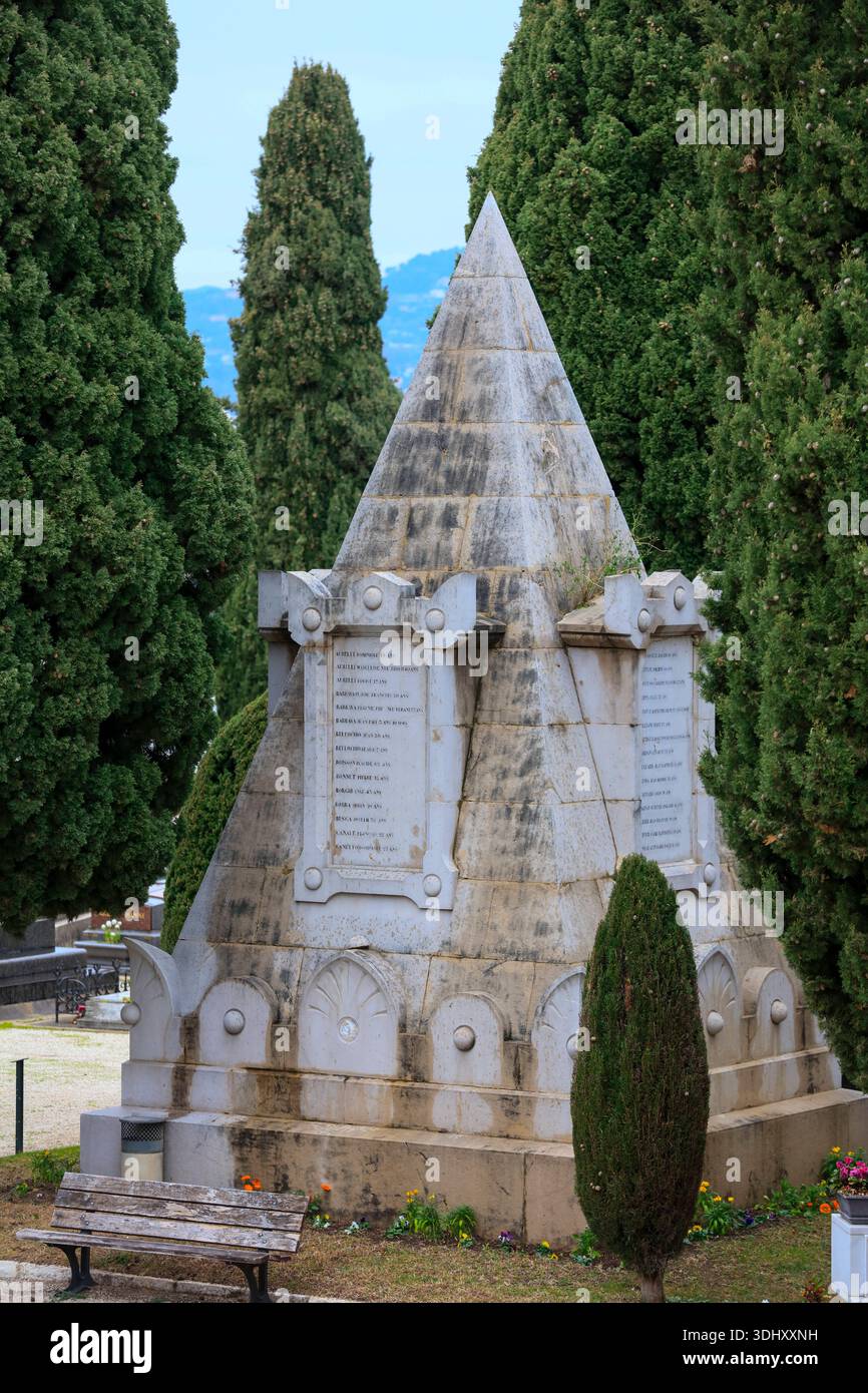 Grabmal in Form einer Pyramide auf historischer Friedhof CImetiere du ...