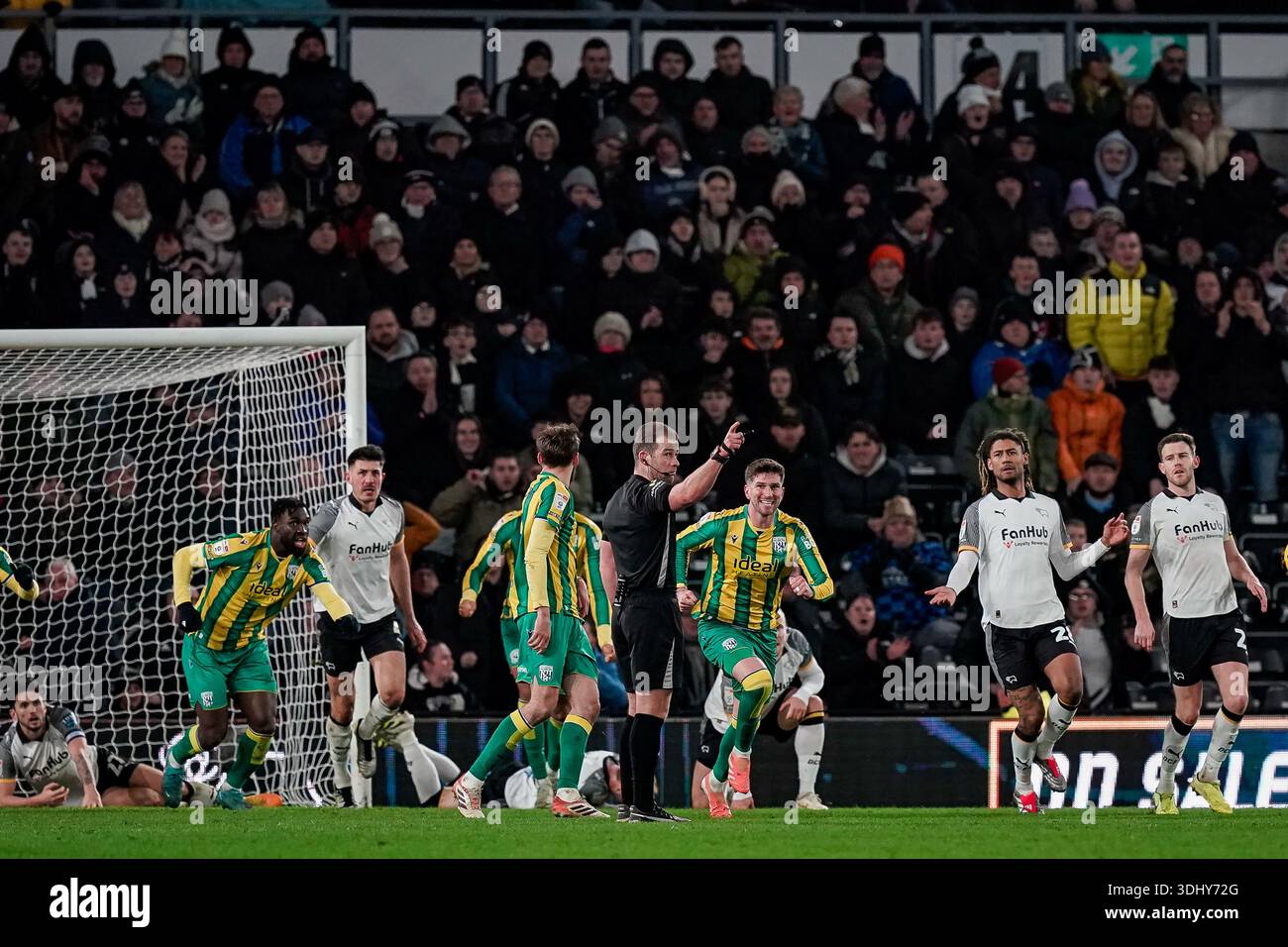 Referee Anthony Backhouse awards a goal via goal line technology during ...