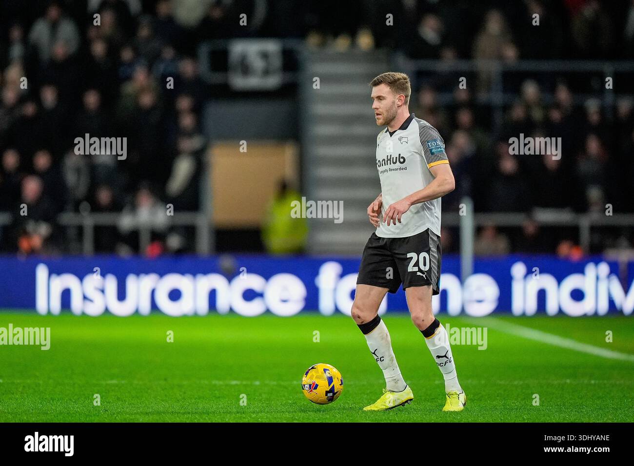 Callum Elder of Derby County makes a run with the ball during the Sky ...