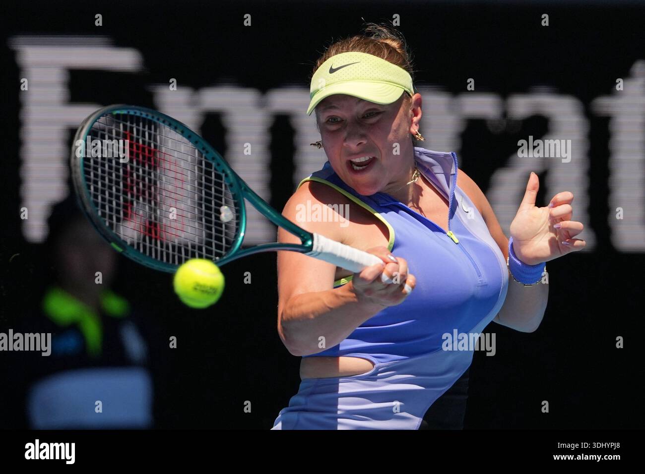 Amanda Anisimova of the U.S. plays a forehand return to compatriot ...