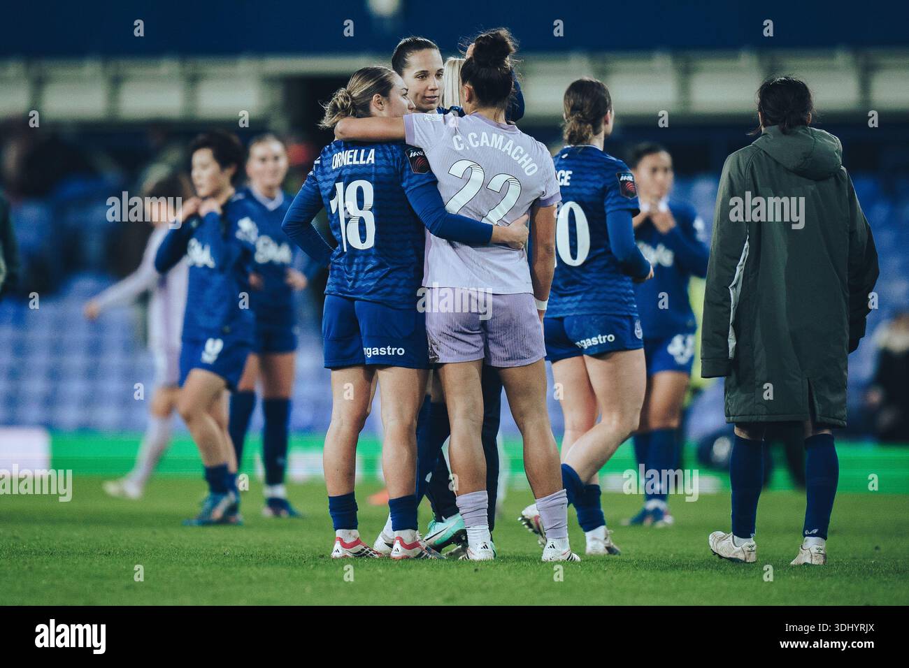 Liverpool, UK, 23rd Jan 2026: Everton’s Vignola and Fernandez embrace ...