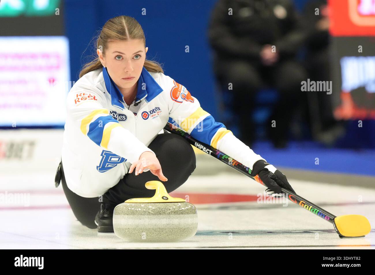 British Columbia skip Taylor Reese-Hansen throws a stone during her ...