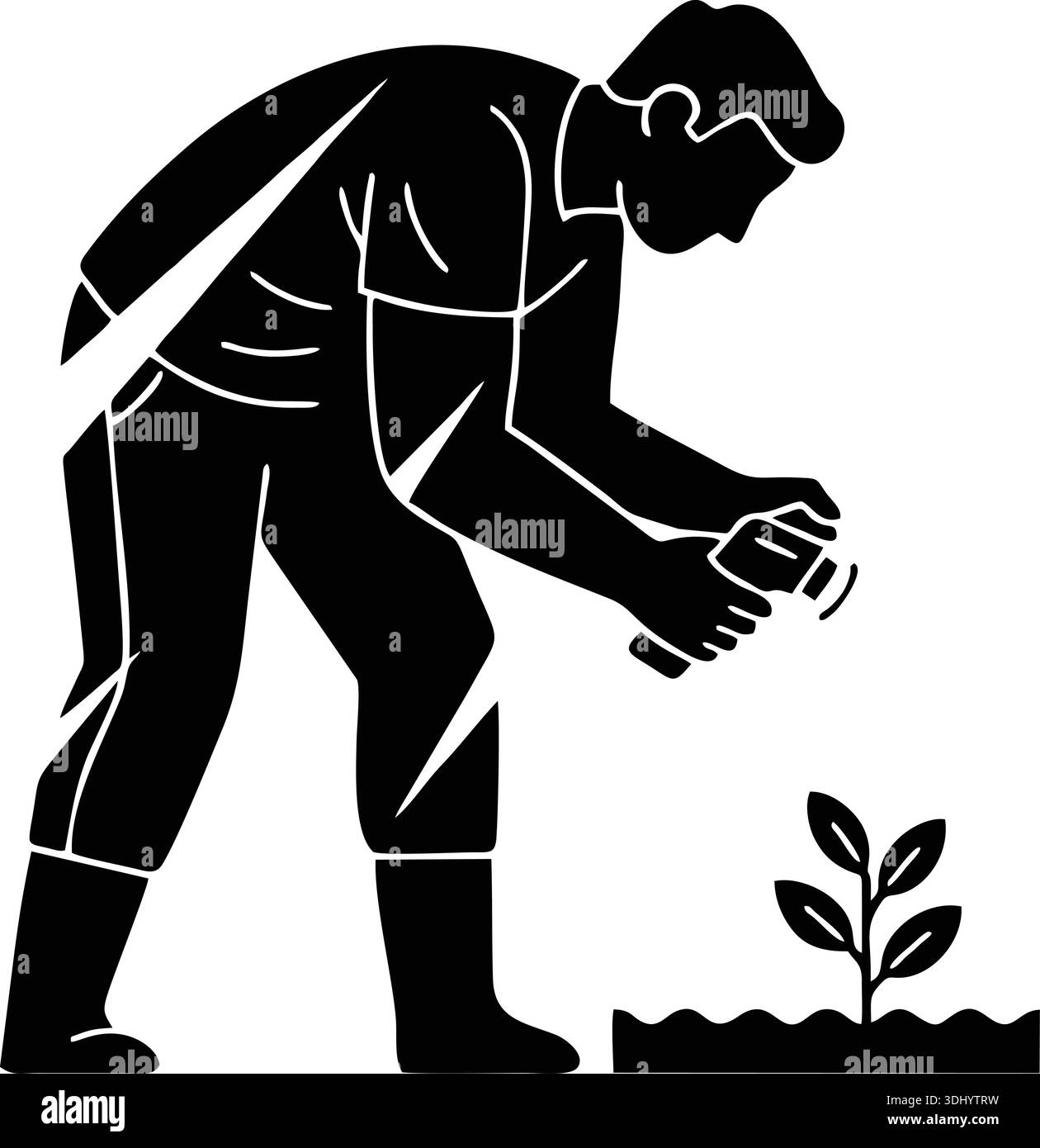 Professional farmer inspecting crop health with optical sensor vector ...