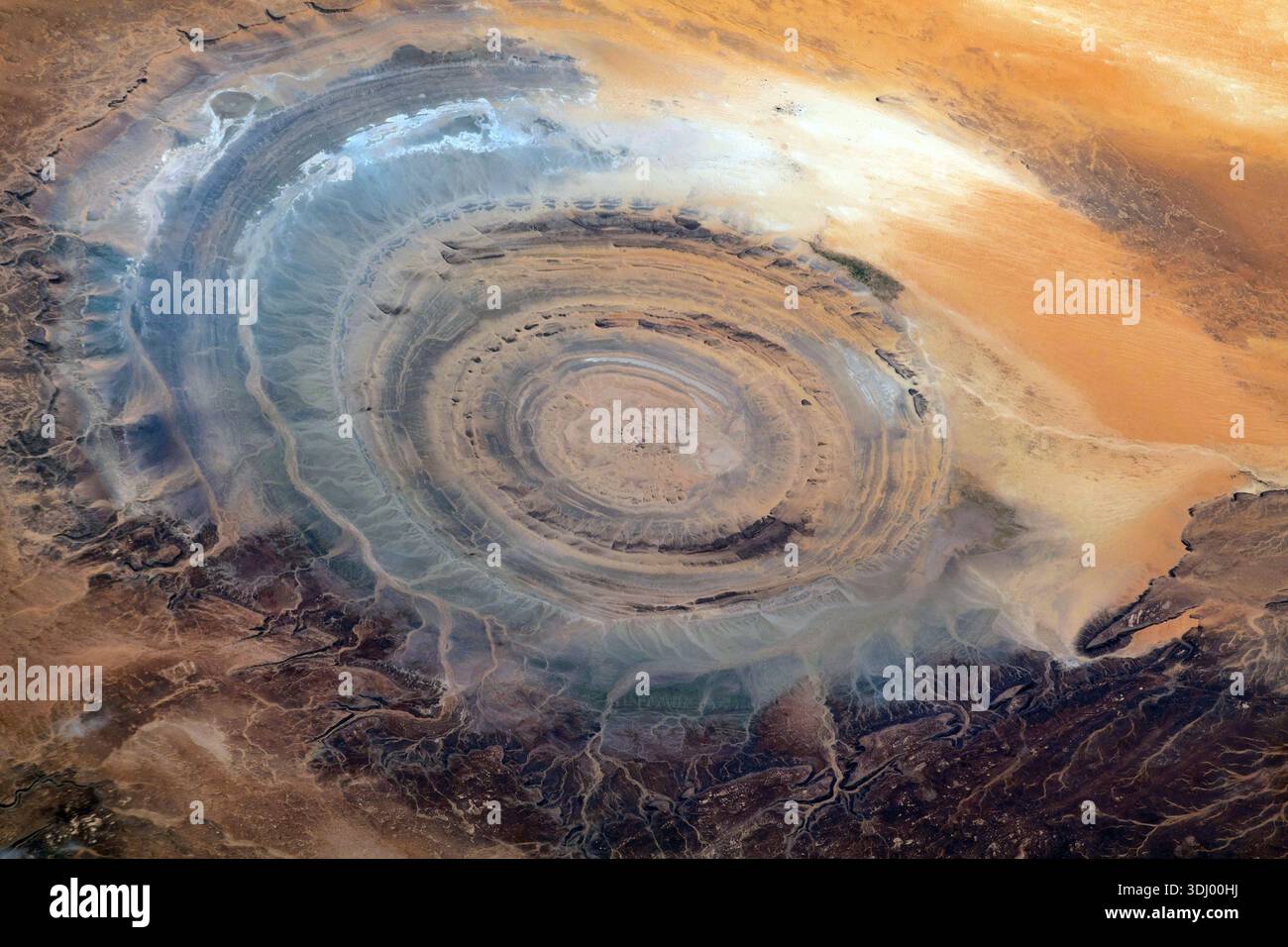 Known as the “Eye of the Sahara," the Richat Structure in northwestern ...